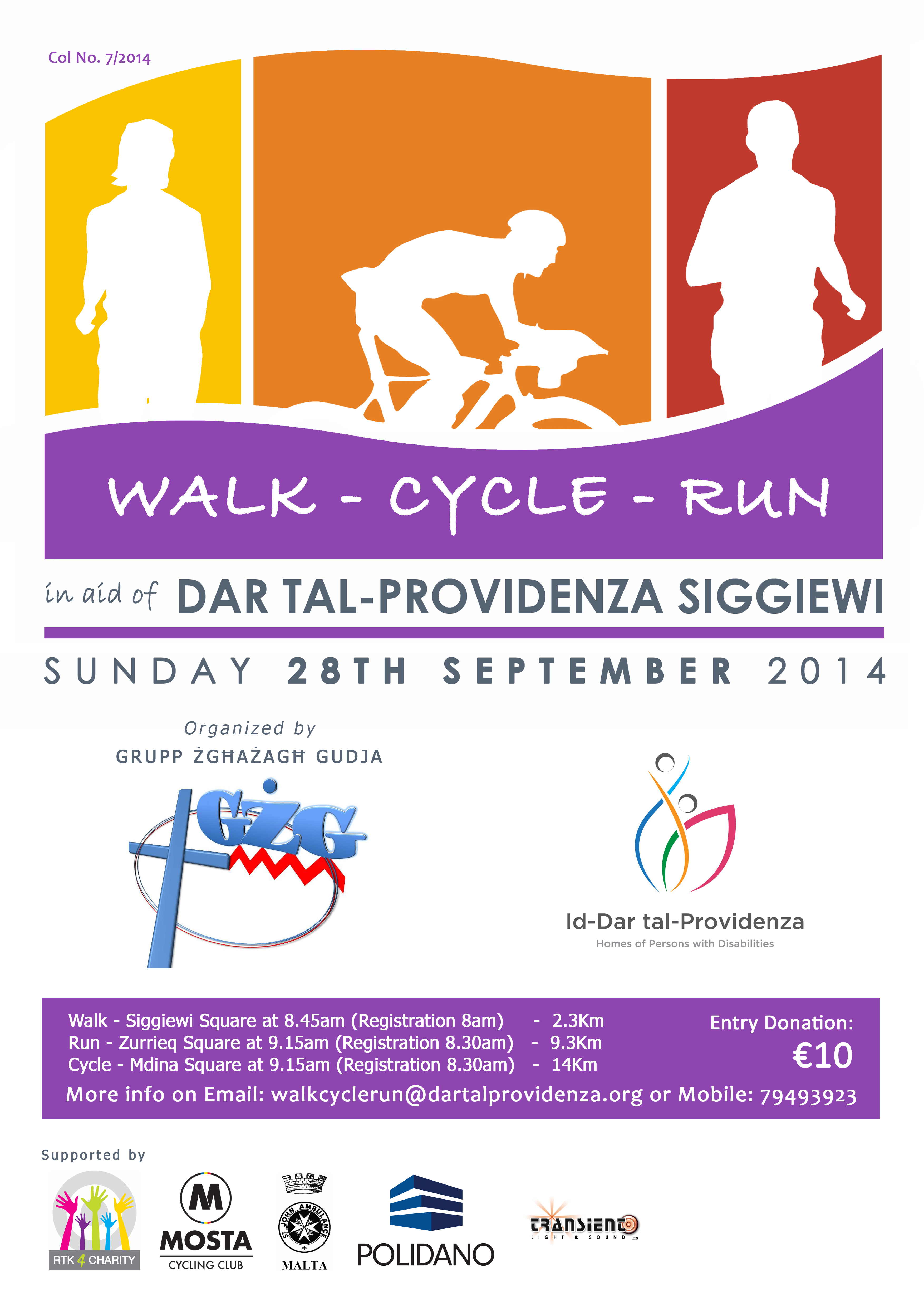 WALK, CYCLE, RUN in aid of Dar tal-Providenza – Archdiocese of Malta